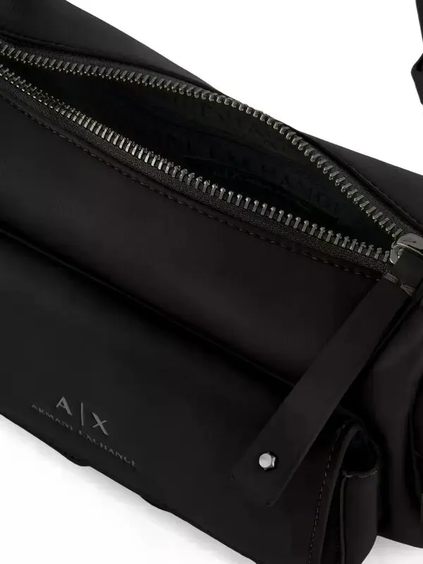 Armani Exchange Logo Print Shoulder Bag - Black