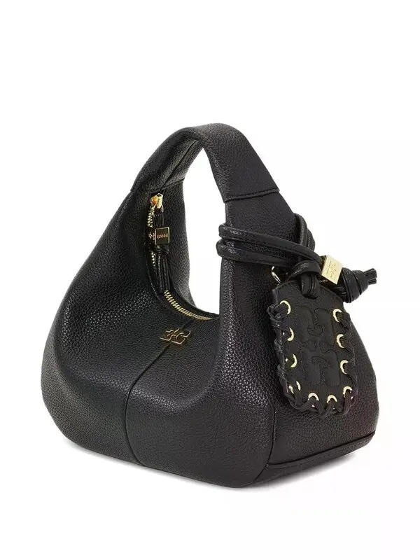 GANNI Mini Textured Leather Tote Bag - Black