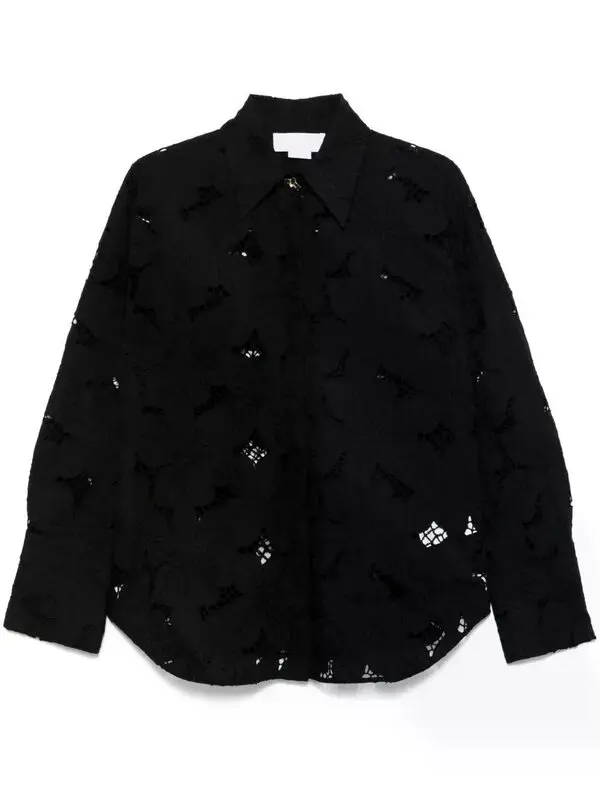 GENNY Floral Embroidered Shirt - Black