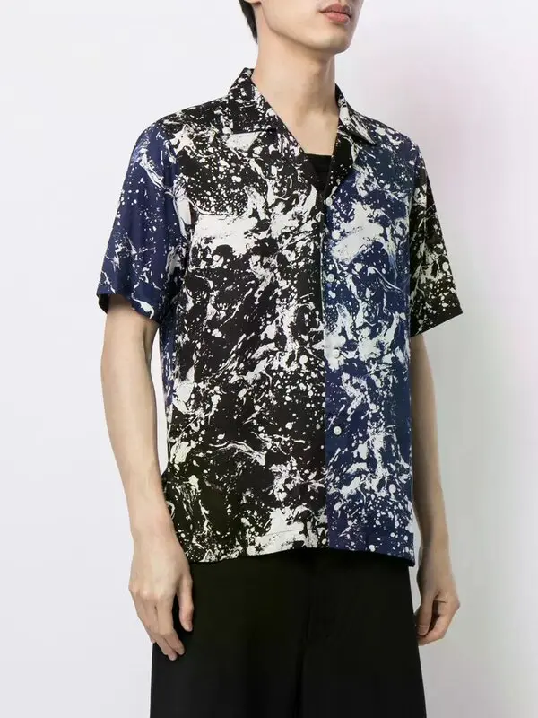 PORTS V Marble Print Short Sleeve Shirt