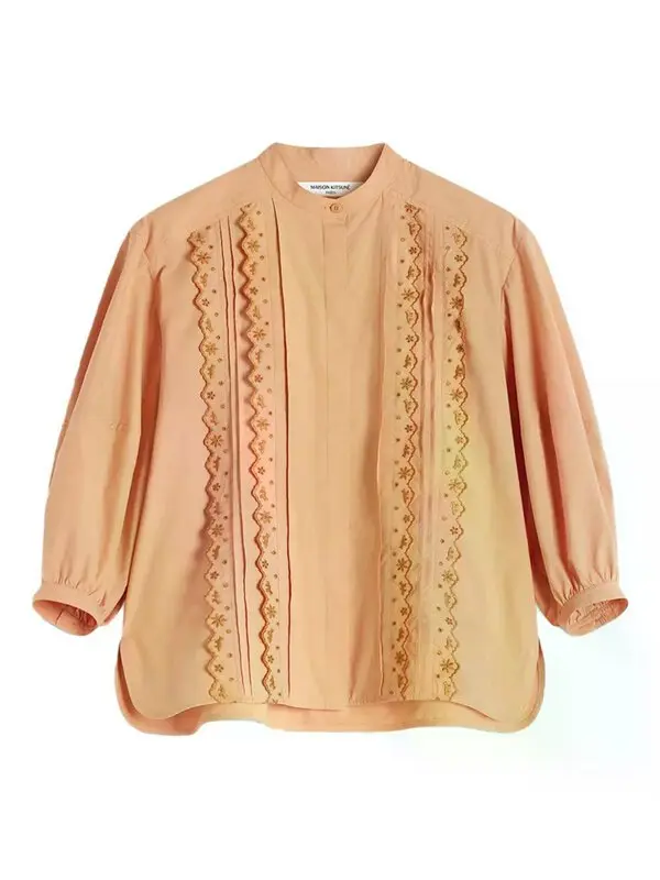 Maison Kitsuné Embroidered Long-sleeved Shirt - Neutrals