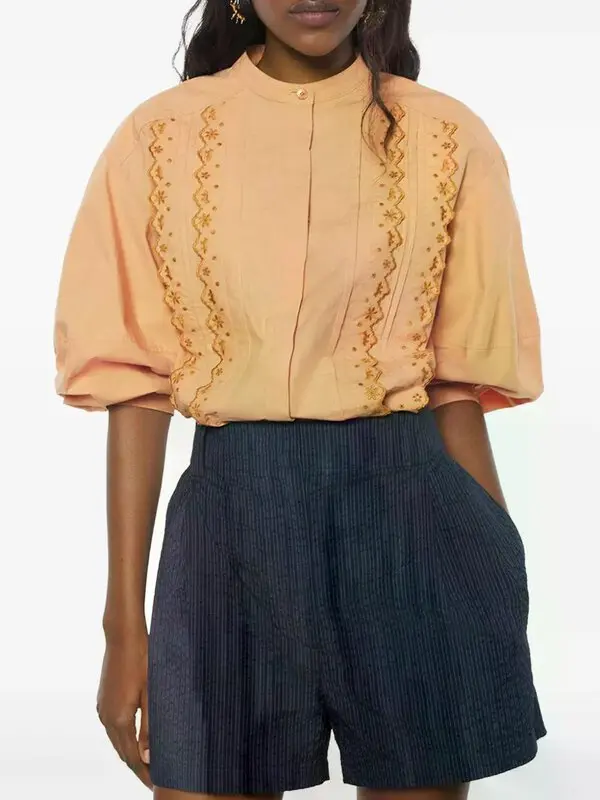 Maison Kitsuné Embroidered Long-sleeved Shirt - Neutrals