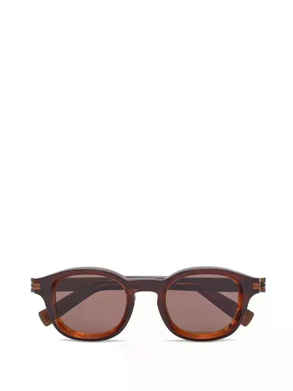 Zegna Marbled-pattern Round-frame Sunglasses - Brown