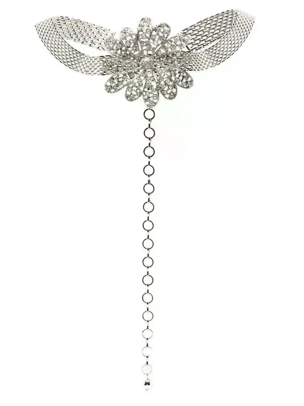 Alessandra Rich Daisy Crystal-embellished Necklace - Silver