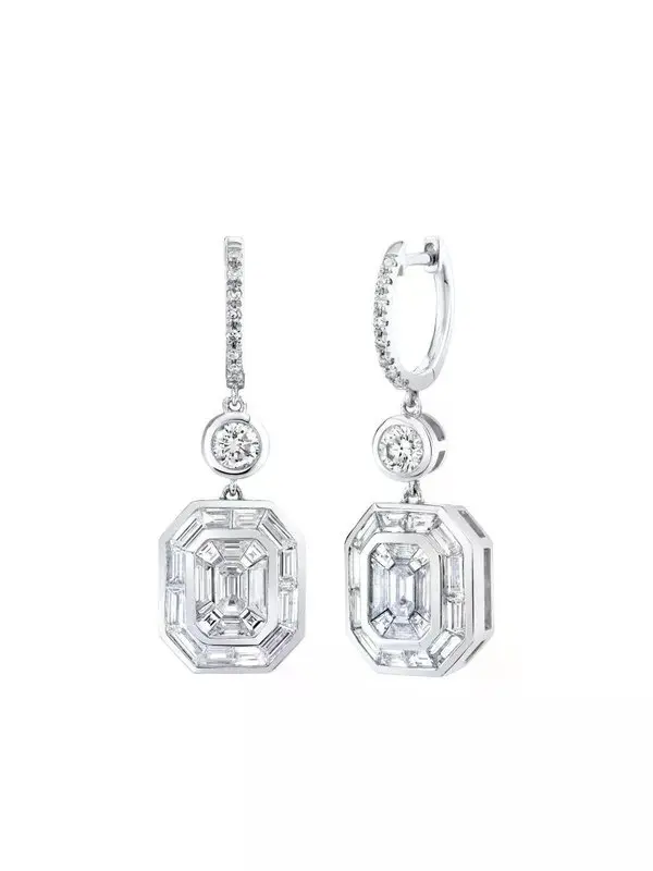 Shay 18ct White Gold Diamond Drop Earrings - Silver