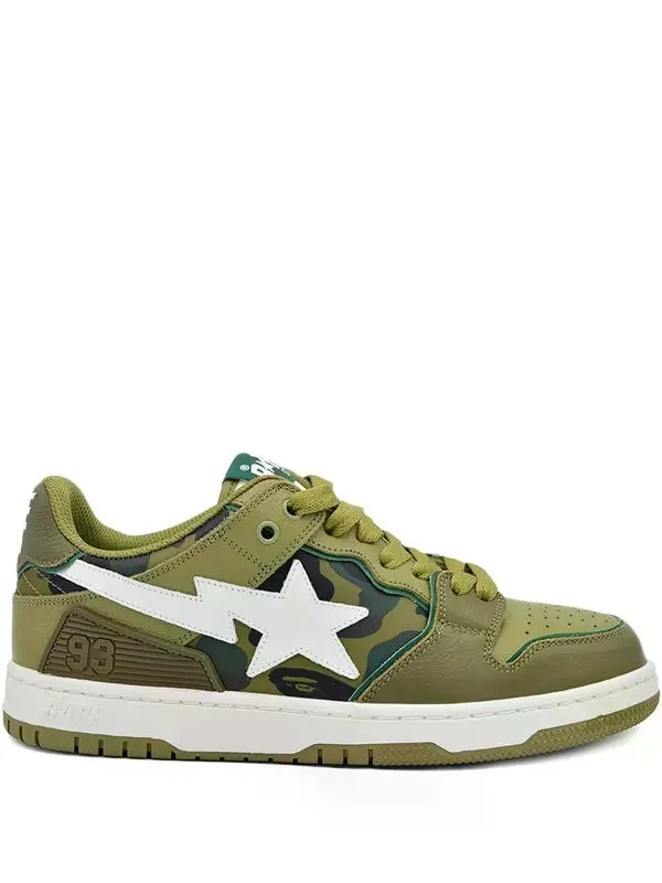 A BATHING APE Sk8 Sta Sneakers In Olive Drab And Camouflage - Green