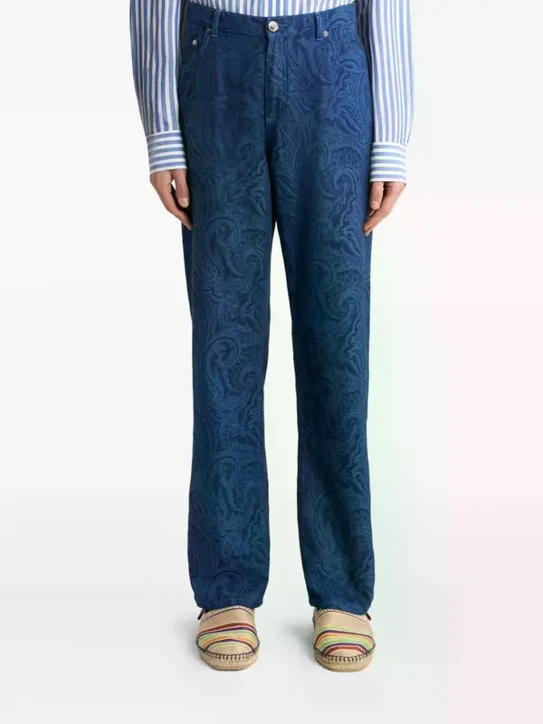 Etro Paisley Print Straight Leg Jeans