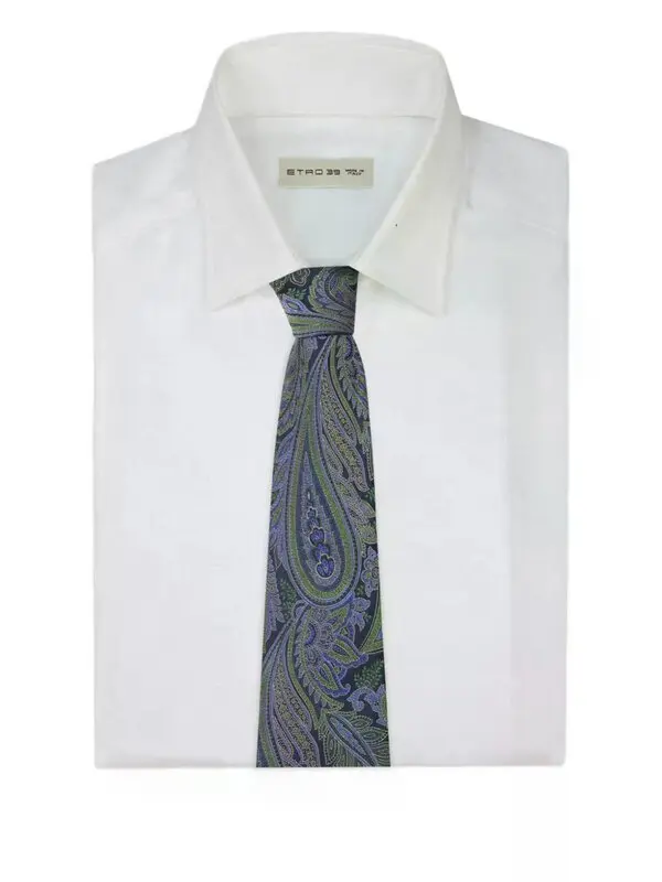 Etro Paisley Pattern Neck Tie - Blue