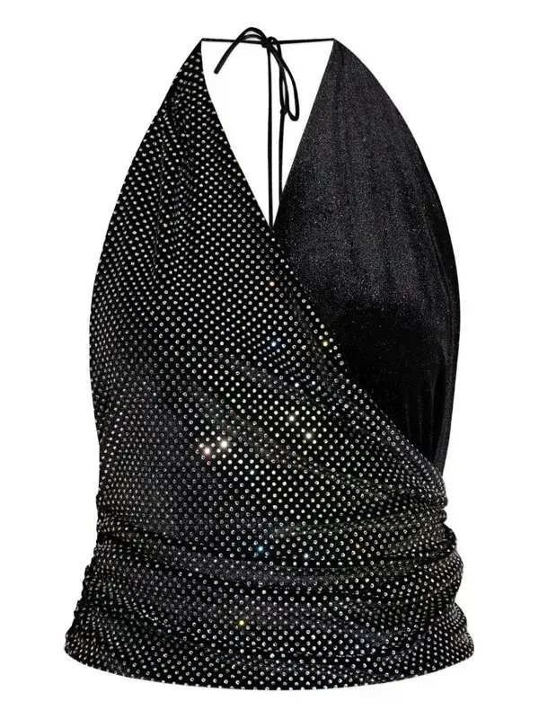 Balmain Crystal-embellished Halterneck Top - Black