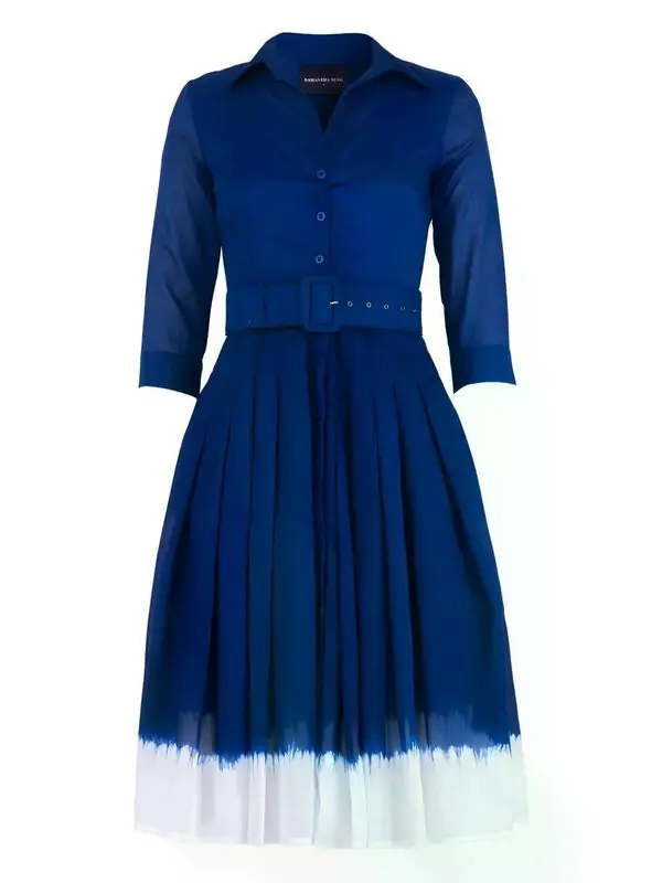 Samantha Sung Audrey Pleated Shirt Dress - Blue