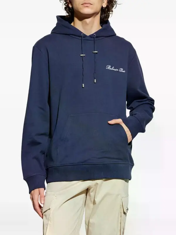 Balmain Logo-embroidered Hoodie - Blue