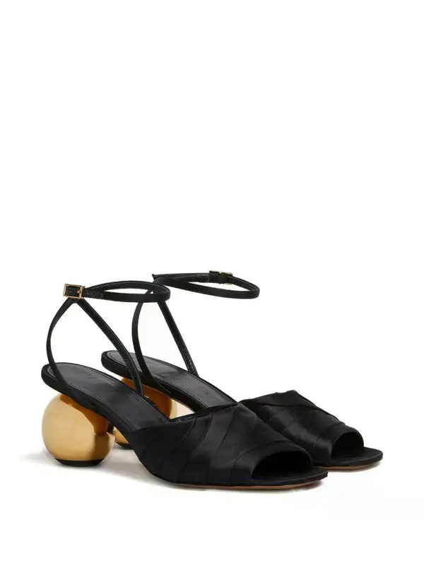 Marni Folded Satin Sandals With Spherical Heel - Black