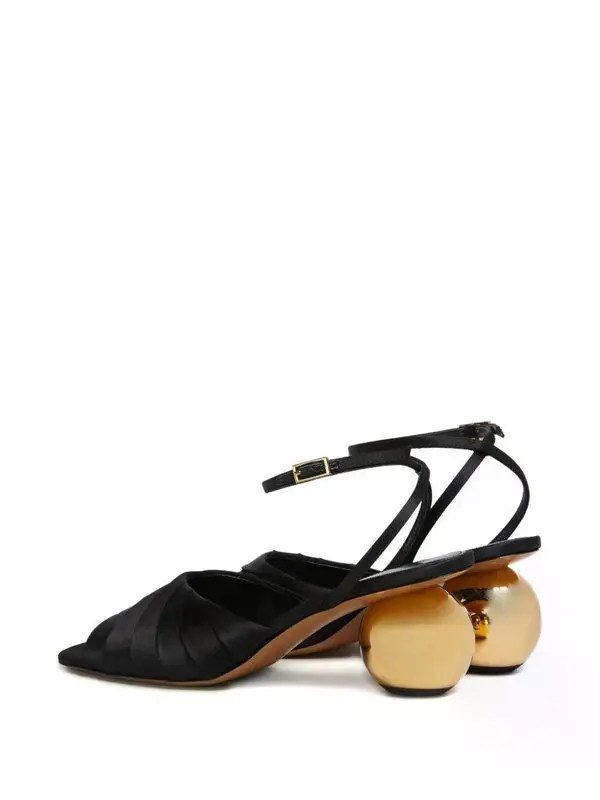 Marni Leather Sculptural Heel Sandals - Black