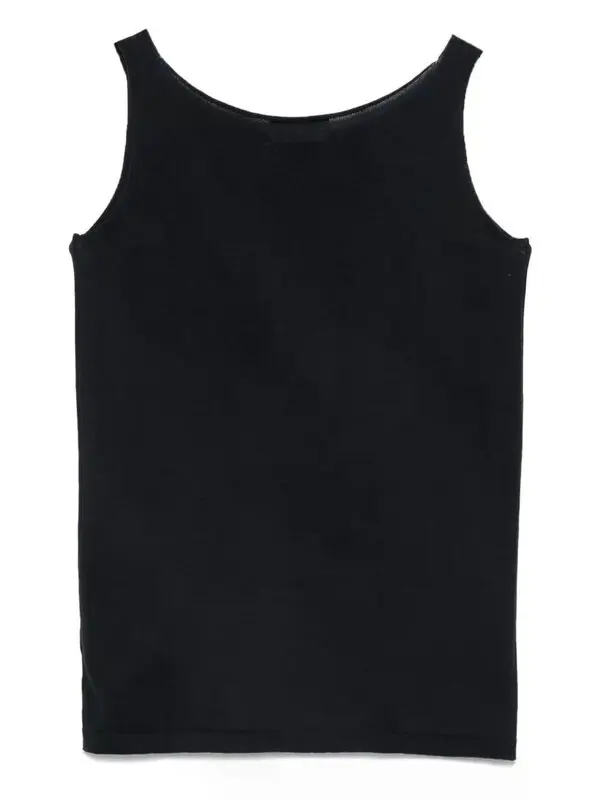 MA'RY'YA Cotton Tank Top With Contrast Stitching