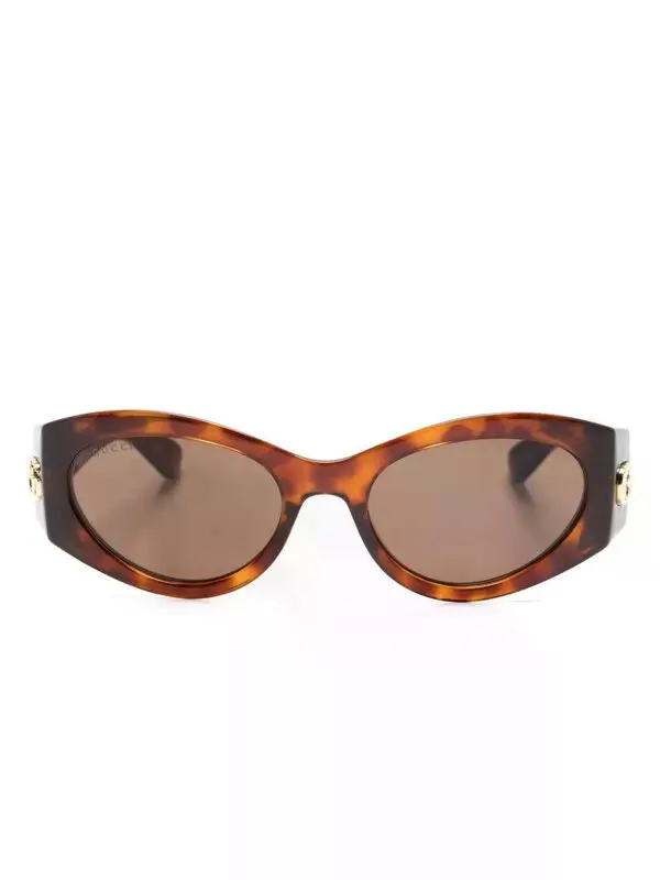 Gucci Double G Oval-frame Sunglasses - Brown