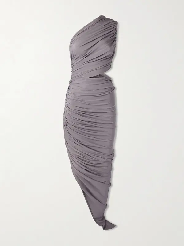 Alaïa One-shoulder Asymmetric Cut-out Stretch-jersey Dress - Gray