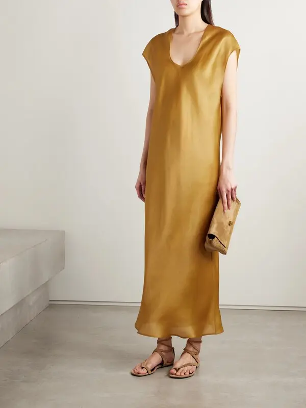 Khaite Darby Silk-organza Midi Dress - Yellow