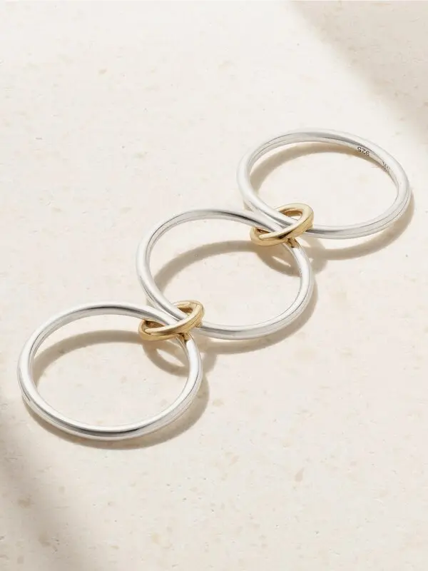 SPINELLI KILCOLLIN Solarium Set Of Three Sterling And 18-karat Gold Rings - Silver