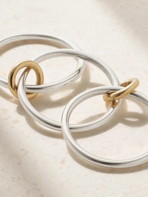 SPINELLI KILCOLLIN Solarium Set Of Three Sterling And 18-karat Gold Rings - Silver
