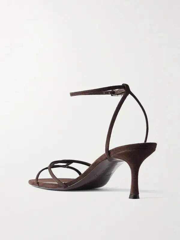 JIMMY CHOO Leo 65 Suede Stiletto Sandals - Brown
