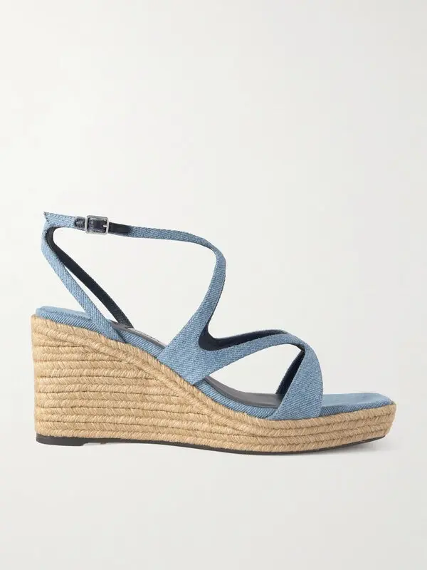 JIMMY CHOO Ayla 85 Denim Platform Espadrilles