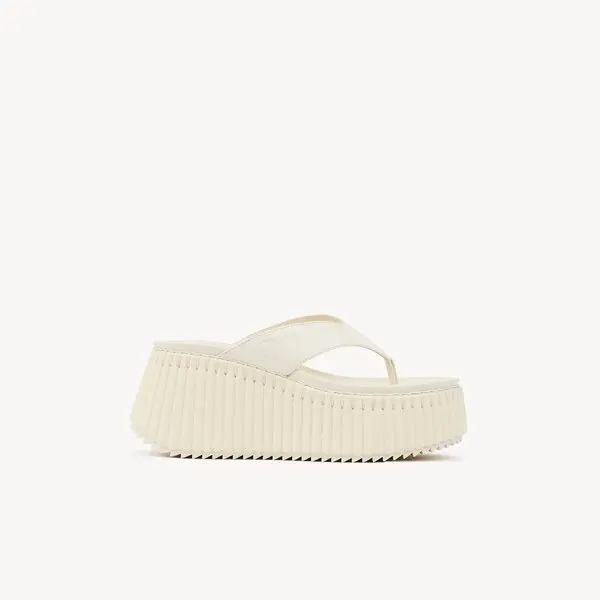 Chloé Nama Wedge Slides - Eggshell
