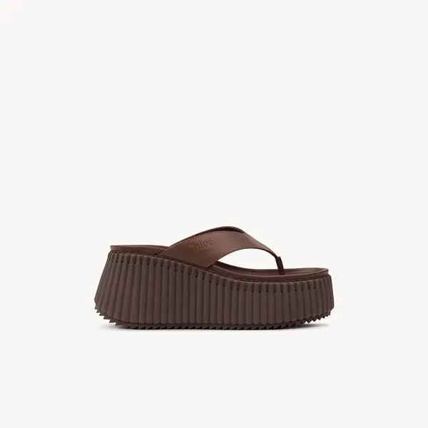 Chloé Nama Wedge Slides - Sharp Brown