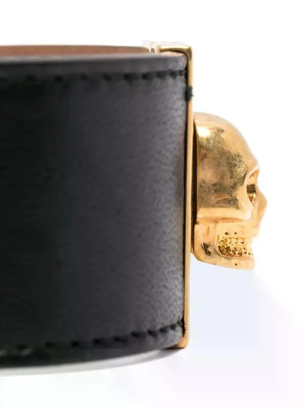 Alexander McQueen Skull Motif Leather Bracelet