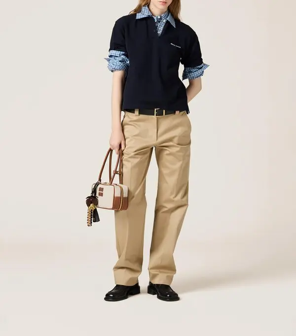 Miu Miu Canvas And Leather Beau Top Handle Bag