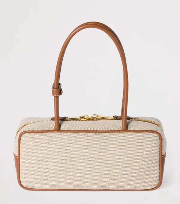 Miu Miu Canvas And Leather Beau Top Handle Bag