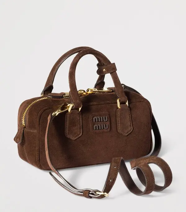 Miu Miu Suede Arcadie Top-handle Bag - Brown