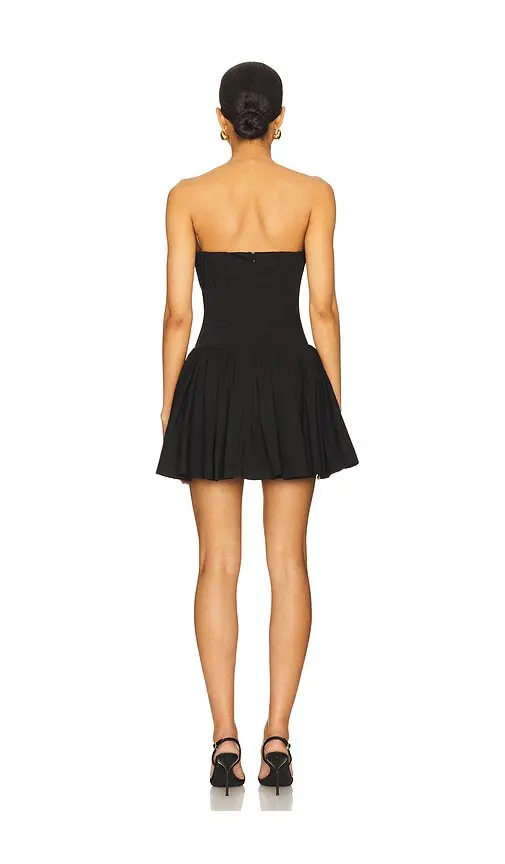 Superdown Strapless Boned Bodice Pleated Mini Dress - Black
