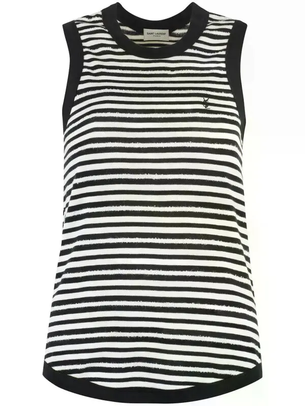 Saint Laurent Striped Tank Top - Black