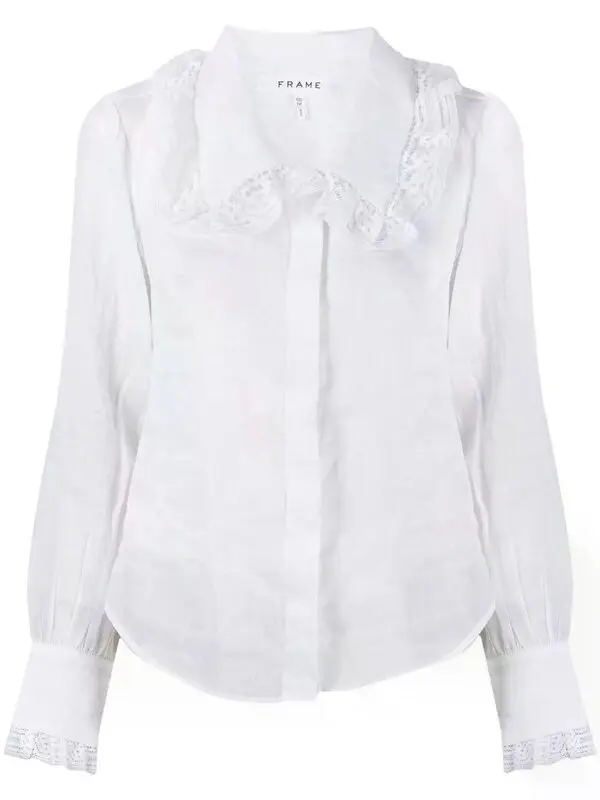 FRAME Lace-detailed Concealed Shirt - White