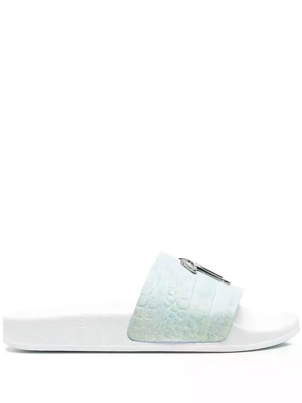 GIUSEPPE ZANOTTI Logo Open-toe Slides - Blue