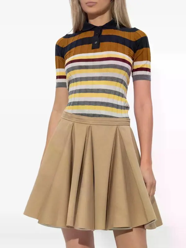 Marni Striped Ribbed Knit Polo Top