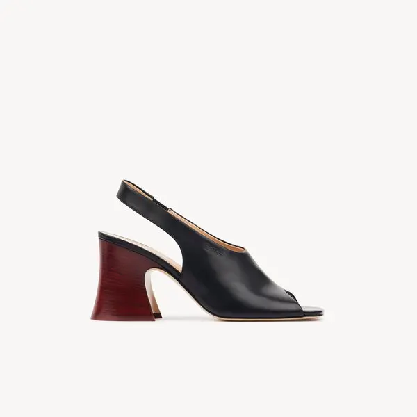 Chloé Janis Heeled Sandals With Gold-tone Eyelets - Black