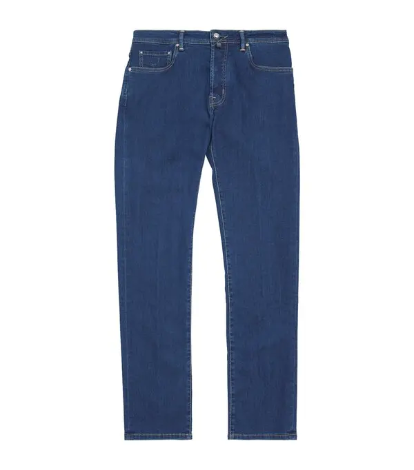 Jacob Cohen Limited Edition Ostrich Leather-patch Bard Slim Jeans - Blue
