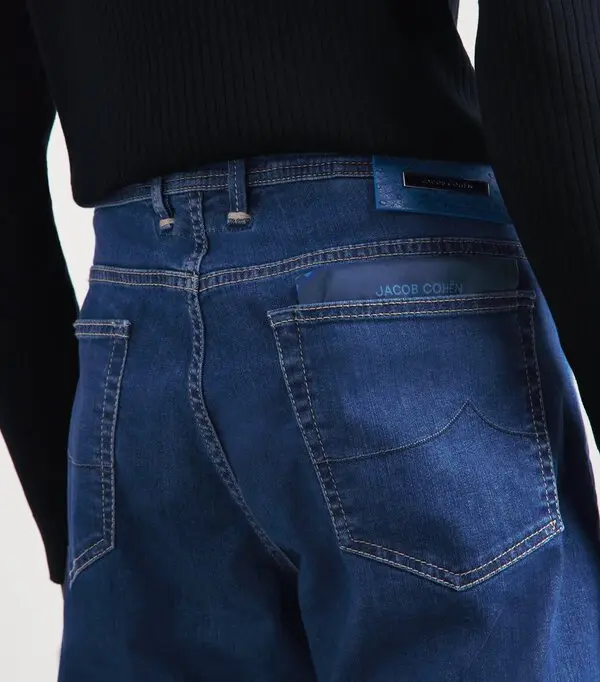 Jacob Cohen Limited Edition Ostrich Leather-patch Bard Slim Jeans - Blue