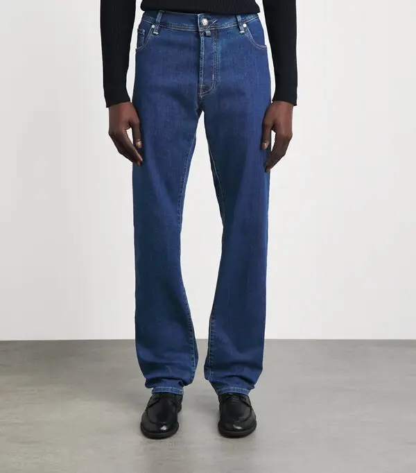 Jacob Cohen Limited Edition Ostrich Leather-patch Bard Slim Jeans - Blue