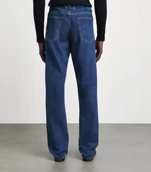 Jacob Cohen Limited Edition Ostrich Leather-patch Bard Slim Jeans - Blue