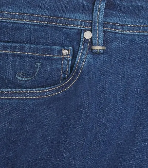 Jacob Cohen Limited Edition Ostrich Leather-patch Bard Slim Jeans - Blue