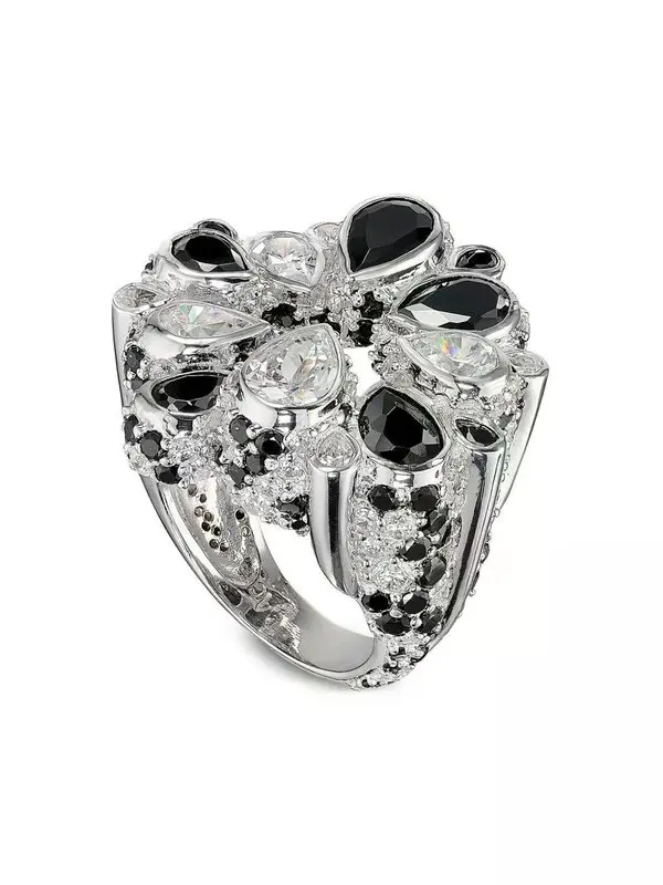 ANABELA CHAN 18kt White Gold Panettone Diamond Cocktail Ring - Black