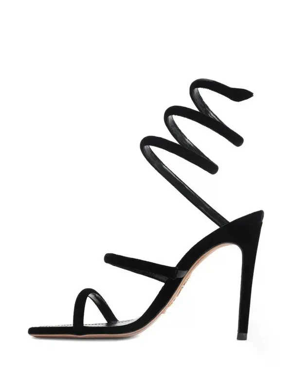 Rene Caovilla Leather Strappy Stiletto Sandals - Black