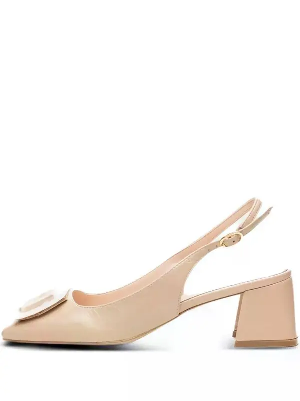 POCHE PARIS Leather Heeled Pumps - Neutrals