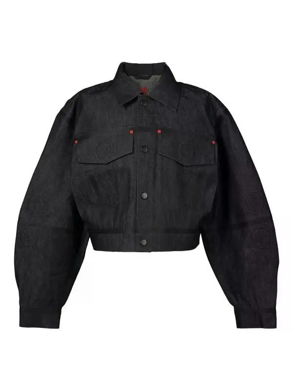 WALTER VAN BEIRENDONCK Embossed Denim Cropped Jacket