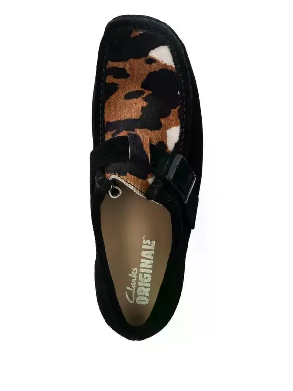 Clarks Leopard-print Loafers With Buckle Embellishment - Black