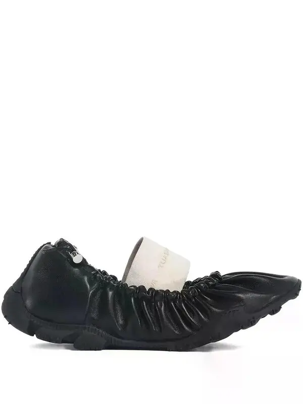 ROMBAUT Ruched Leather Ballet Flats - Black