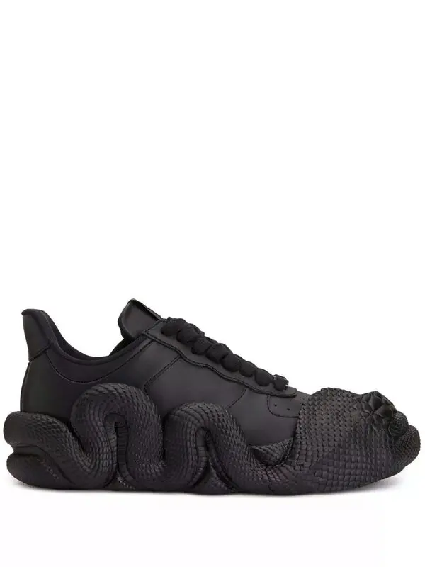 GIUSEPPE ZANOTTI Leather 3d Cobra Detail Low-top Sneakers - Black