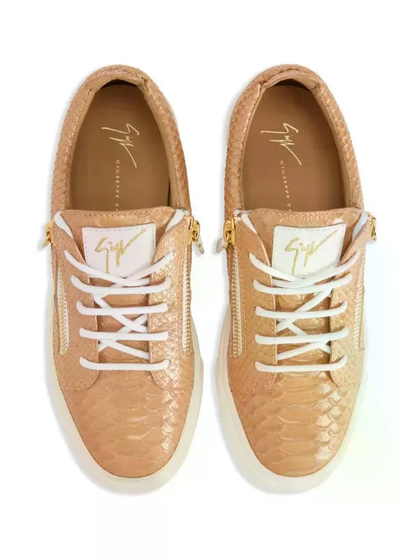 GIUSEPPE ZANOTTI Gail Snakeskin-effect Leather Sneakers - Orange